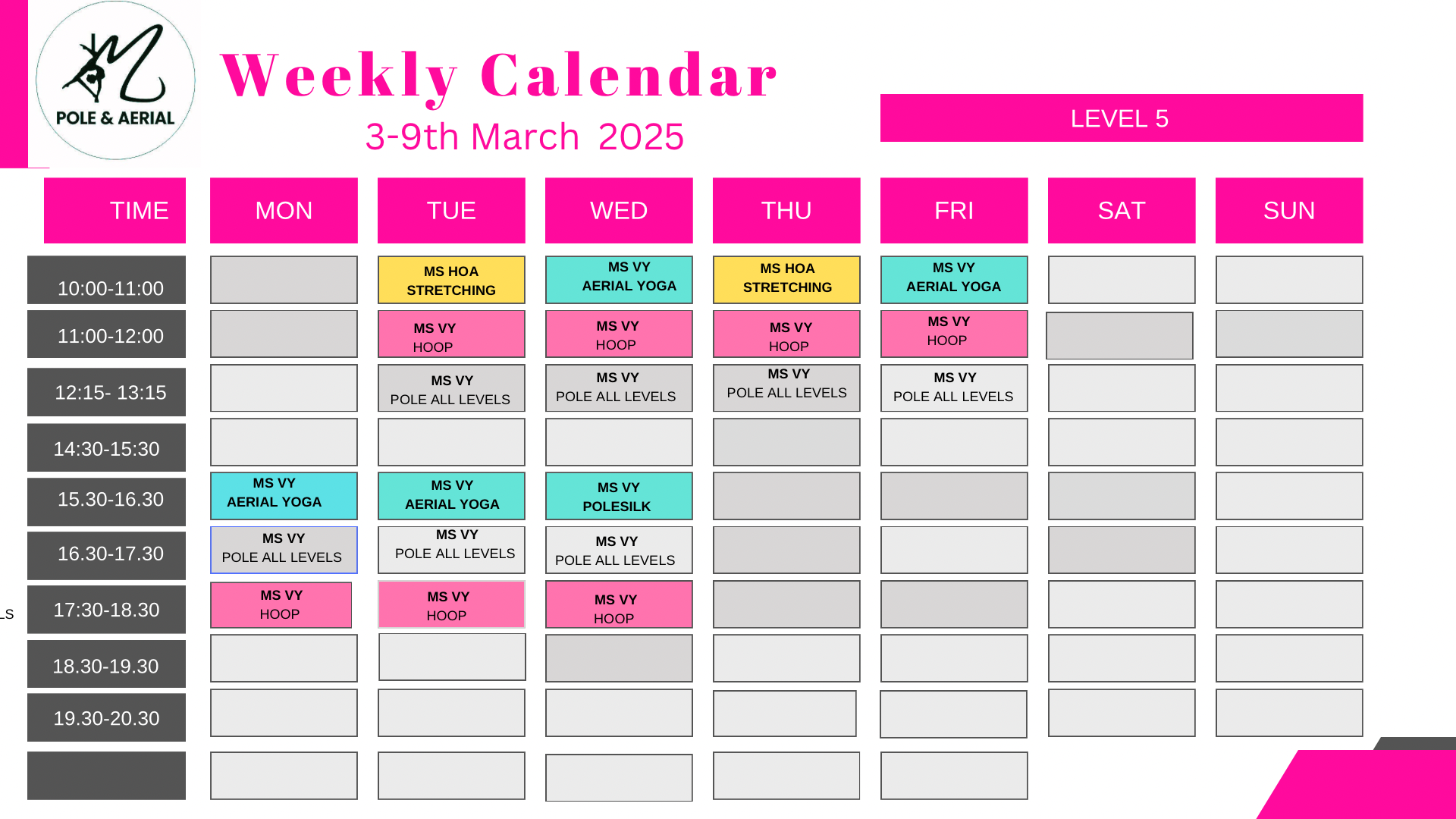 Schedule Danang – M Pole & Aerial